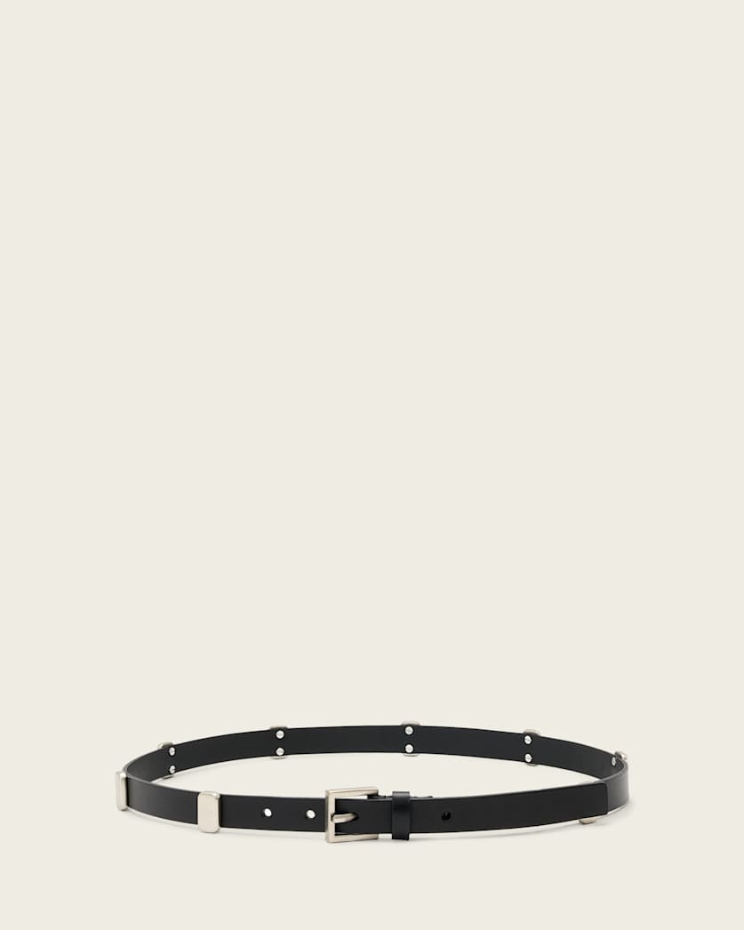 Esta Leather Belt Black/Silver | ALLSAINTS FR
